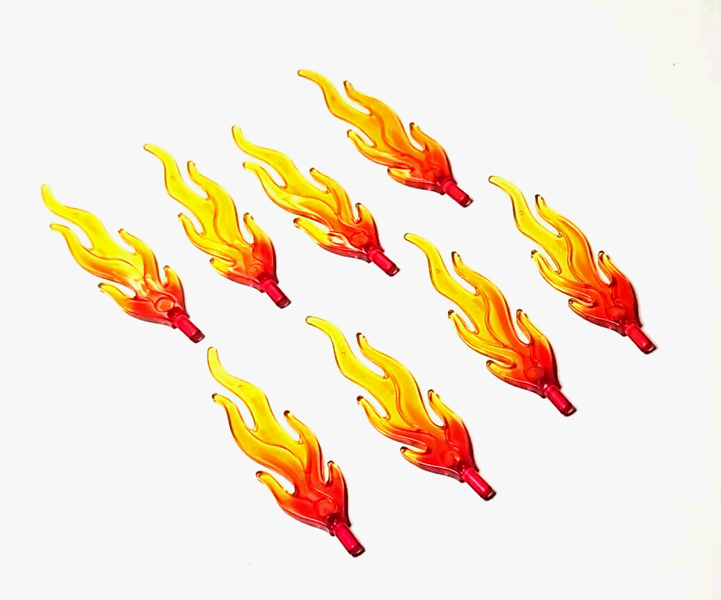 Lego Wave Rounded Straight Large with Bar End Flame Trans Orange Trans ...