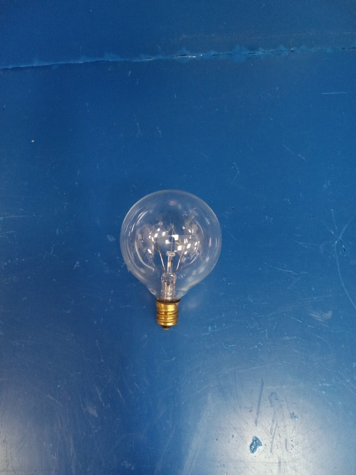 TEIBER CCM40 40W 130V Globe CLEAR 2" CANDELABRA BRASS Base Light Bulb ...