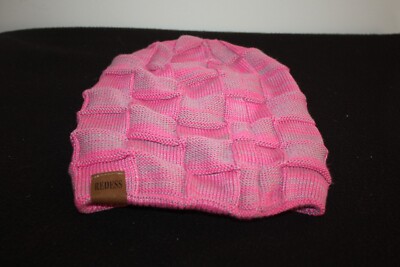 Redress Women’s Knit Beanie Hat Fleece Lined Pink Gray mingle square ...