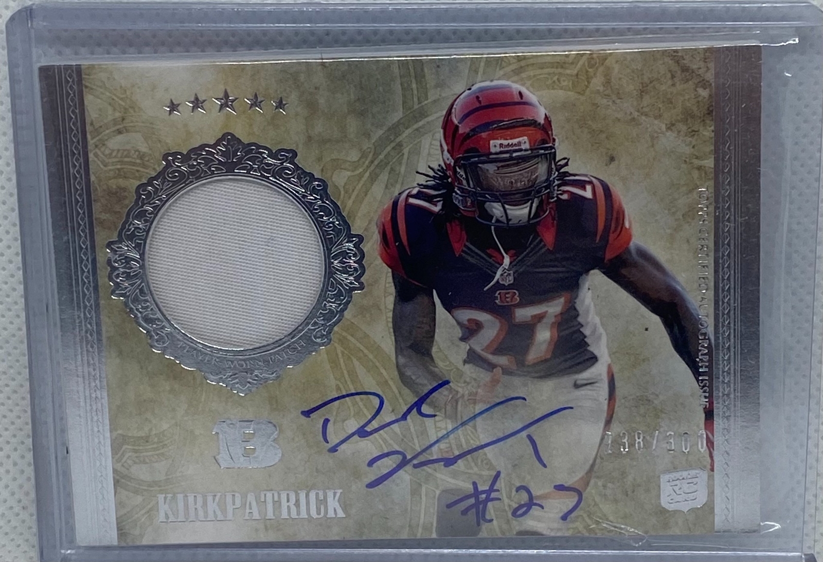 DRE KIRKPATRICK 2012 TOPPS FIVE STAR RPA PATCH ON CARD AUTO RC #D 238/ ...