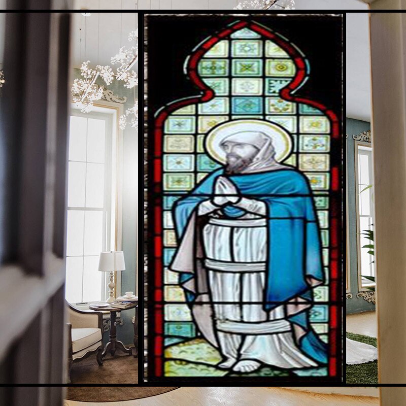 Retro Church Window Film Privacy Self-adhesive Glass Sticker Chapel ...
