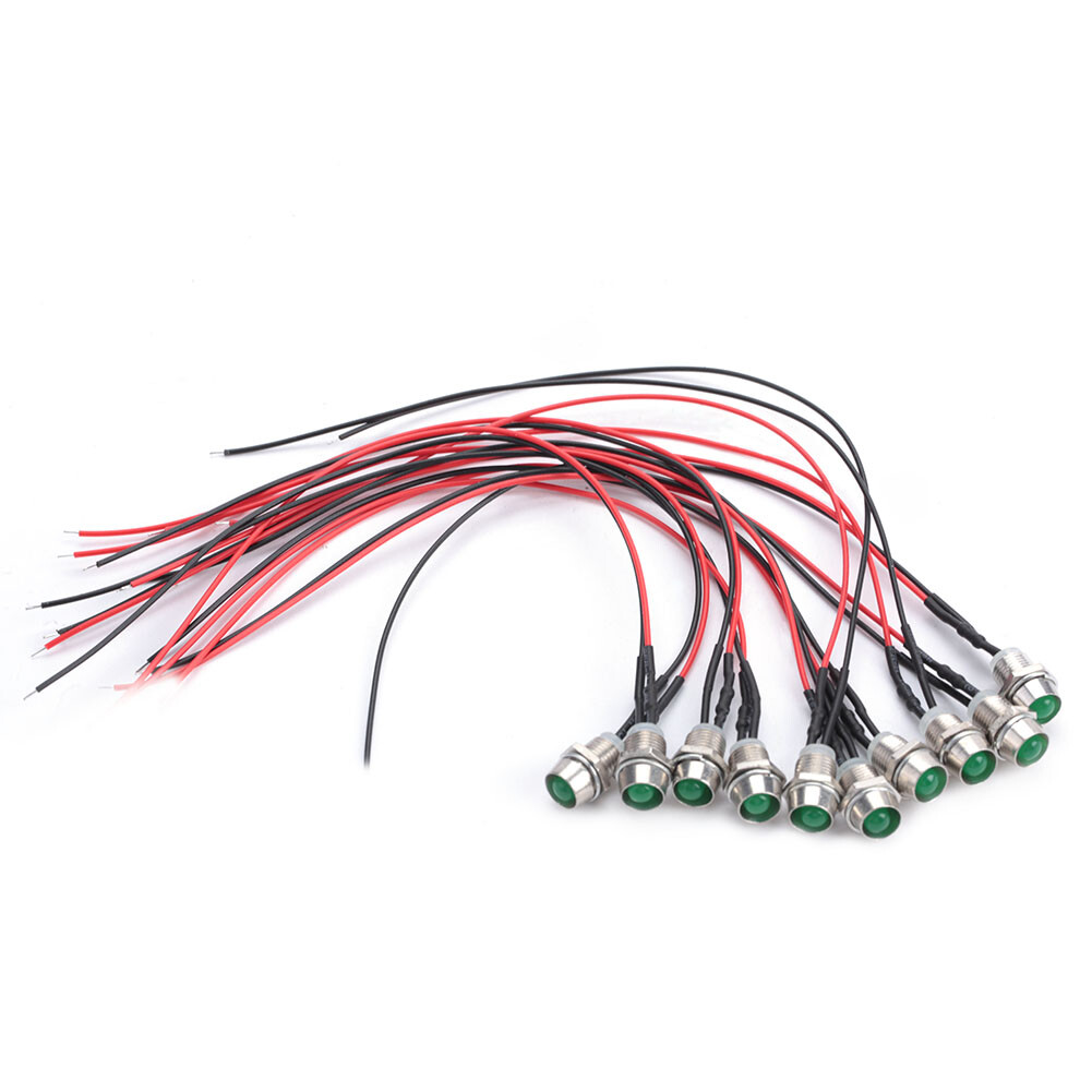 10pcs 12V 8mm Pre Wired Constant LED Light Emitting Diode Ultra Bright ...