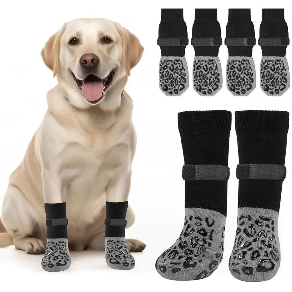4pcs Waterproof Dog Paw Boots - Anti-Slip Adjustable Traction ...