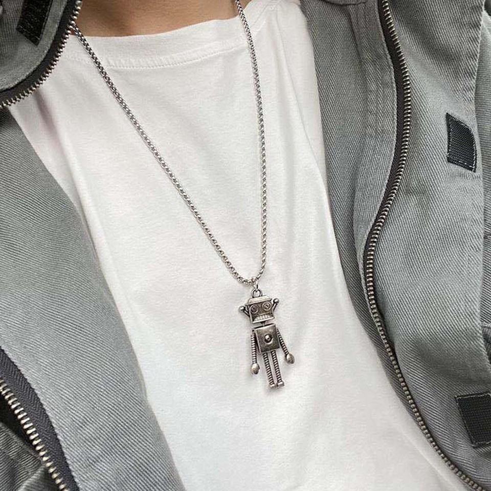 1pc Retro Robot Necklace Pendant Unique Antenna Robot Neck Chain ...