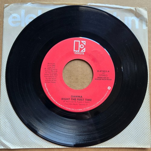 GAMMA Right The First Time HARD ROCK Elektra 45 7" Record Vinyl Records ...