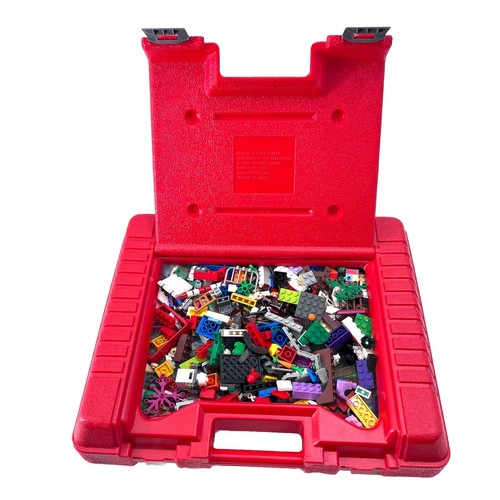 LEGO Vintage 1985 Red Plastic Storage Carrying Case Filled With Legos ...