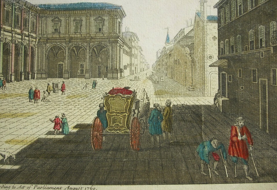 Print 18th c1770 Hospital Santa Maria Nuova Italy Florence Piazza St ...