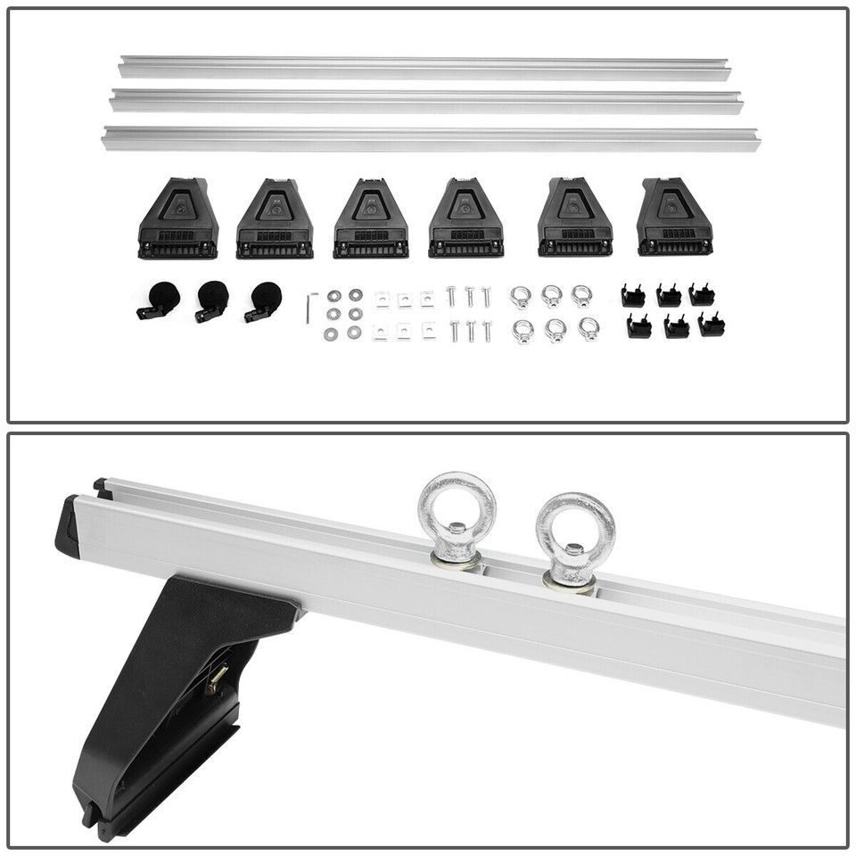 58" Adjustable Universal Car Top Luggage Rain Gutter Roof Rack Cross ...