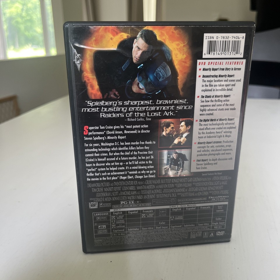 Minority Report (DVD, 2002, 2-Disc Set, Full Screen) with bonus cd-rom ...