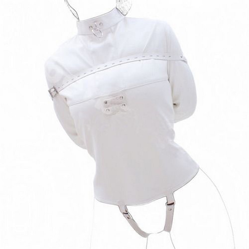 White Asylum Straight Jacket Costume S/M L/XL BODY HARNESS Restraint ...