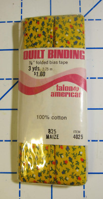 Vintage 7/8" Folded Bias Tape 3yds 100% Cotton Yellow Calico Quilt ...