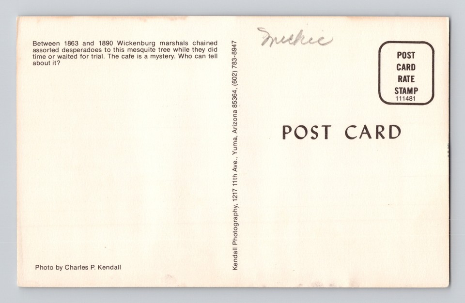 Postcard Arizona Wickenburg AZ Jail Tree Mesquite Old West 1960s ...