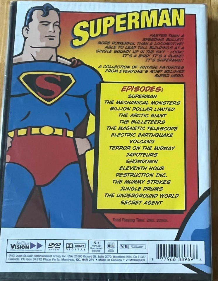 Superman Series by Max & Dave Fleischer 17 Episodes - DVD (New/Unopened ...