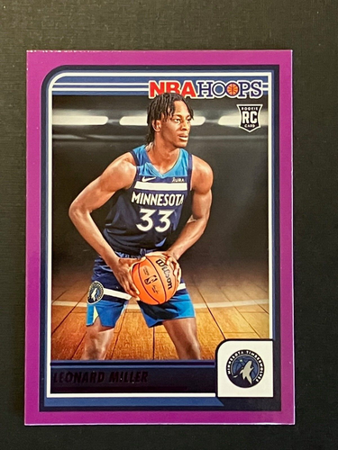 2023-24 Panini NBA Hoops Purple SP #237 Leonard Miller RC Minnesota ...