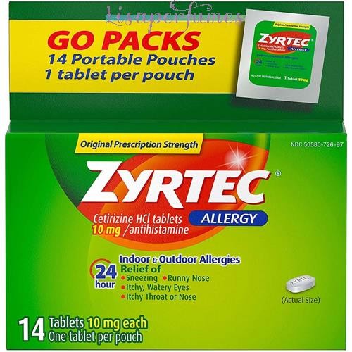Zyrtec Allergy 24 Hour Relief Indoor Outdoor Allergies Go Pack 14 ...