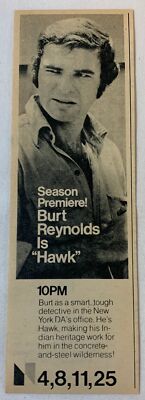 1976 NBC tv ad ~ HAWK season premiere ~ BURT REYNOLDS | eBay