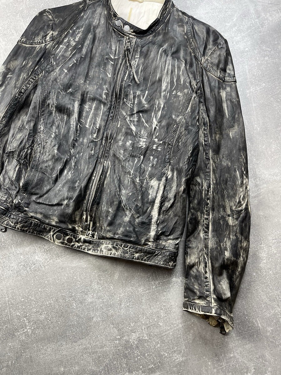 Vintage Archive Avant Garde Black / White Leather Zip Faded Vintage Archive Avant Garde Black / White Leather Zip Faded