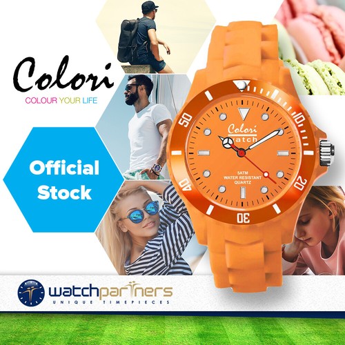 COLORI CLASSIC FASHION WATCH 50m WR JAPAN QUARTZ ORANGE 36mm DIAM 5 ...