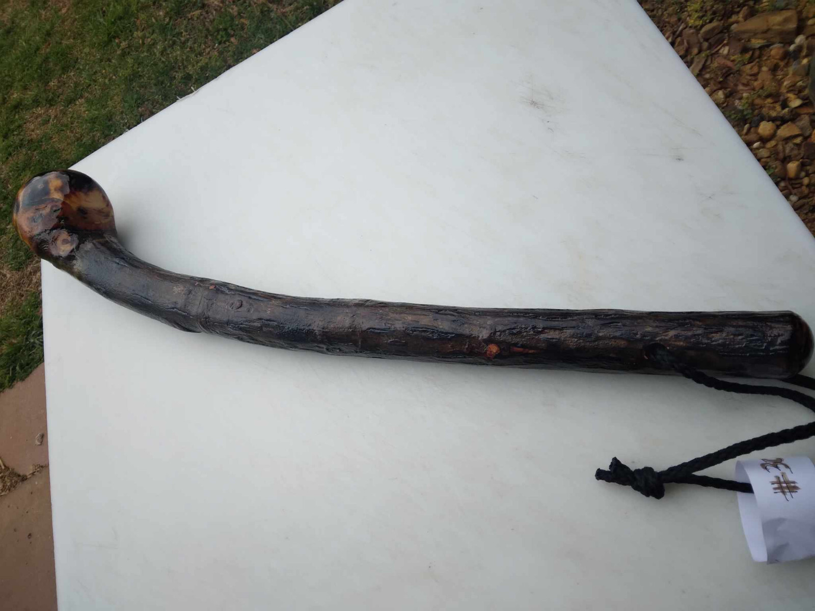 Hickory wood root burl ball fish tire knocker shillelagh cudgel warclub ...