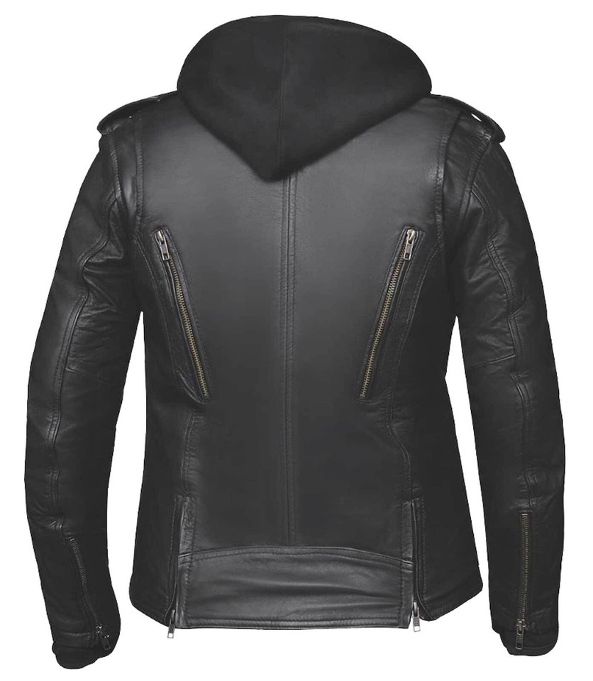 Derringer Women's 3-IN-1 Lambskin Hooded Leather Motorcycle Jacket ...