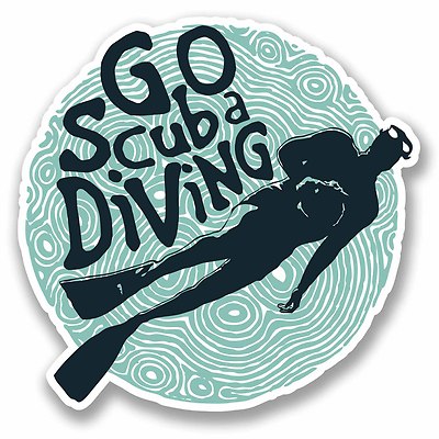 2 x 10cm Go Scuba Diving Vinyl Decal Sticker Car Laptop Box Dive Diver ...