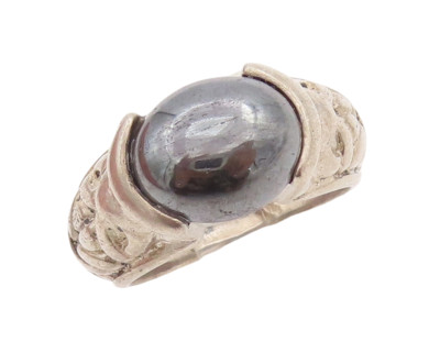 925 Sterling Silver Vintage Ring DAVID SIGAL Carved Oval Hematite Sz 7. ...
