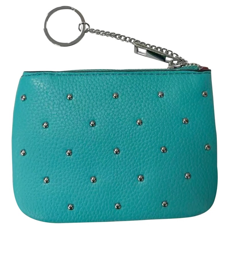 Women Studded PU Leather Zip Coin Purse with Keychain ZL-2410 Small ...