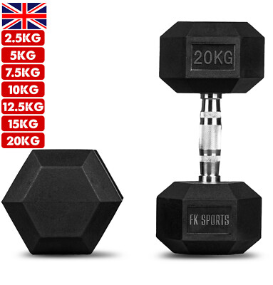 Hex Dumbbells Set 2.5kg-30kg Pair Weights Rubber Encased Cast Iron ...