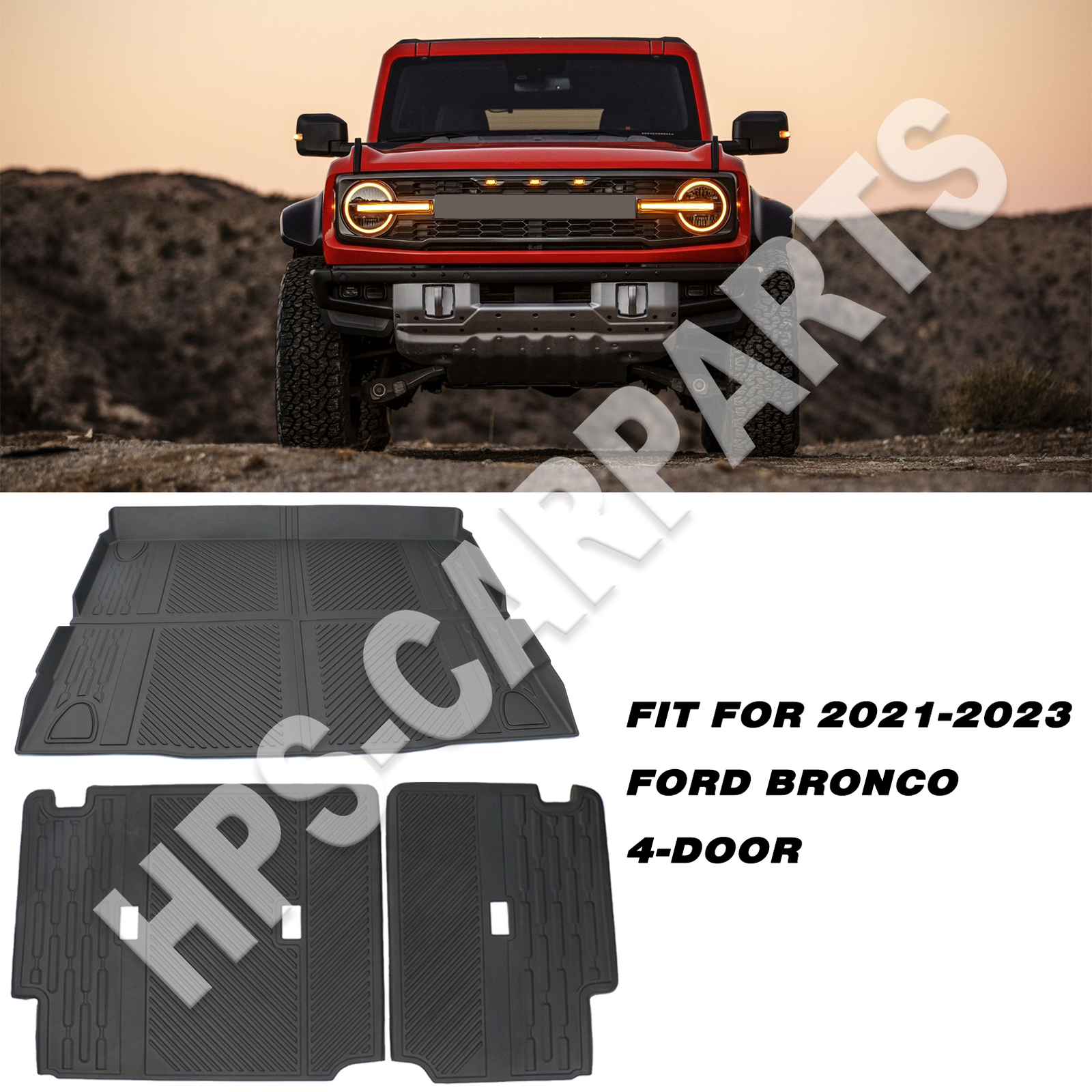 Rear Seat Back Mat+ Cargo Trunk Floor Mat Liner For 2021-2023 Ford ...