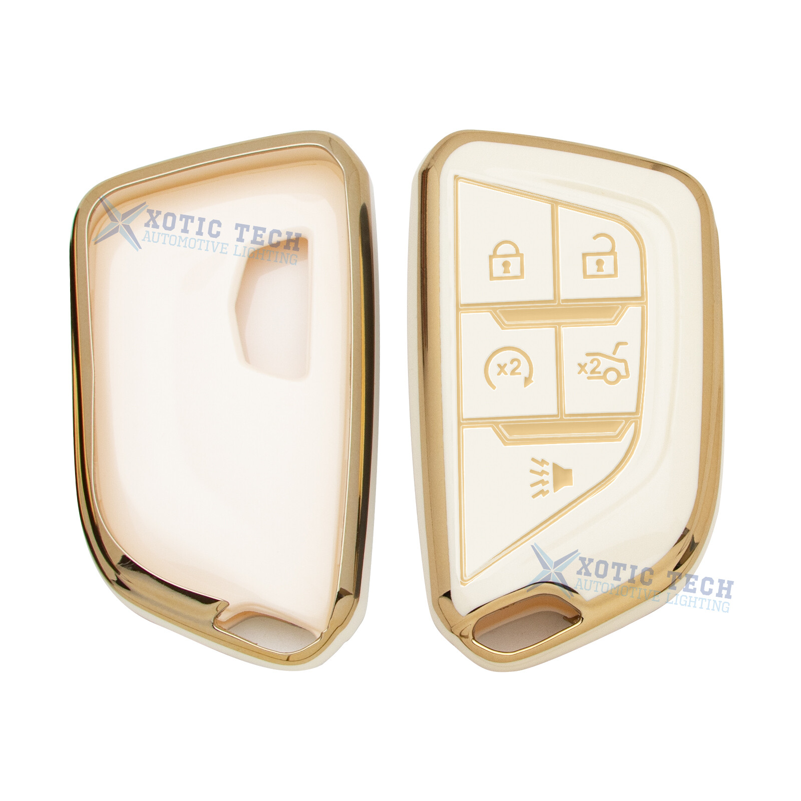 White Full Seal Keyless Key Fob Cover w/Keychain For Cadillac CT5 CT6 ...