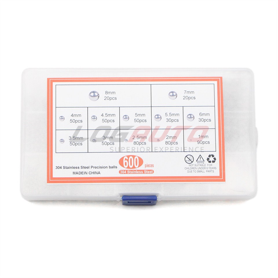 600 Pcs Metric Precision Steel Bearing Balls Kit Stainless Ball ...