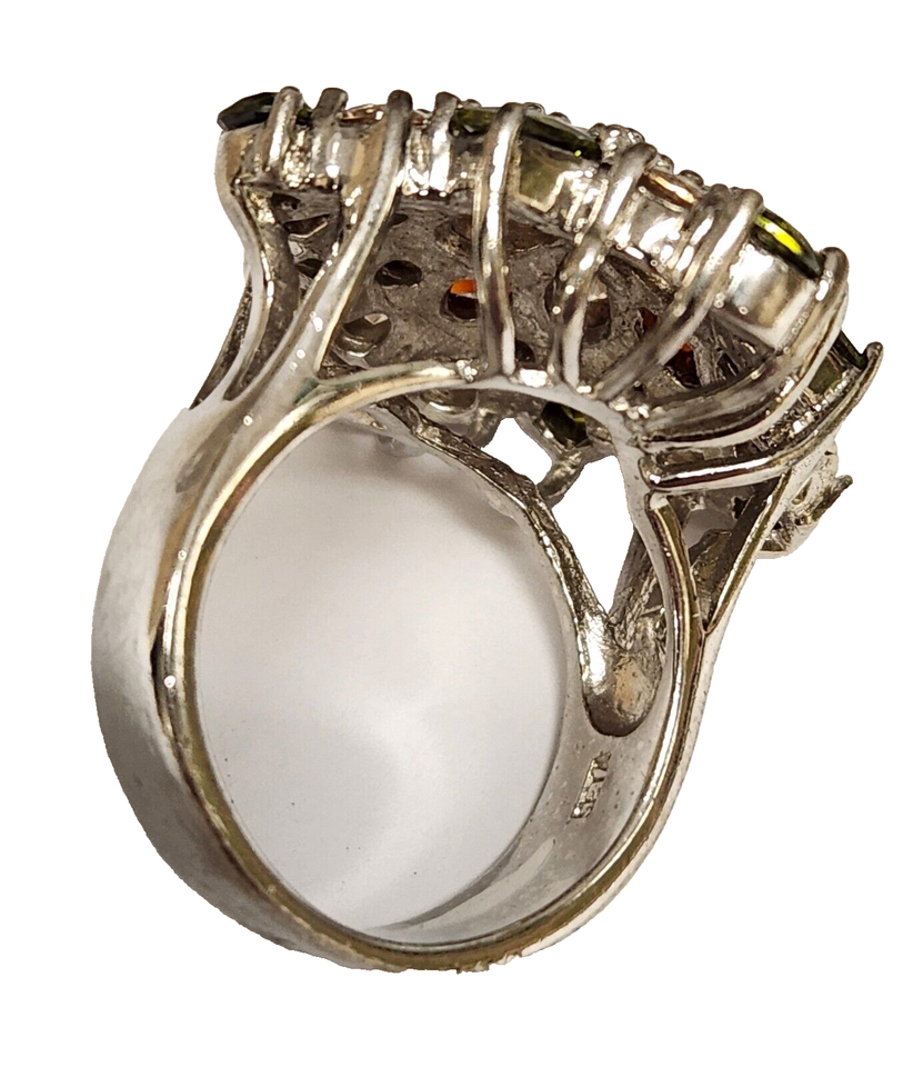 Large SETA Multi Color 925 Sterling Silver Cocktail Ring US Size 9 | eBay