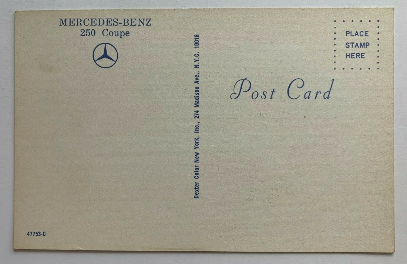 Vintage Mercedes Benz Postcard 250 Coupe advertising automobile auto MB ...