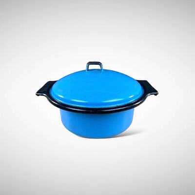 Blue Black Enamelware Casserole Pan Small Chippy Rustic Decor Indoor ...