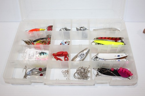Cabela's Case with mutliple Trolling Spoons, Spinners, Deep Diver Red ...
