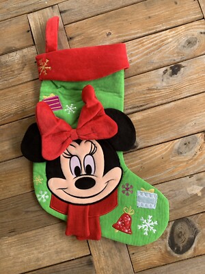 Disney Store Christmas Stocking Minnie Mouse Applique Plush Corduroy | eBay