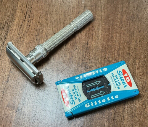 1965 Gillette Safety Shaving Razor K-4 Date Code Vintage Adjustable 1-9 ...