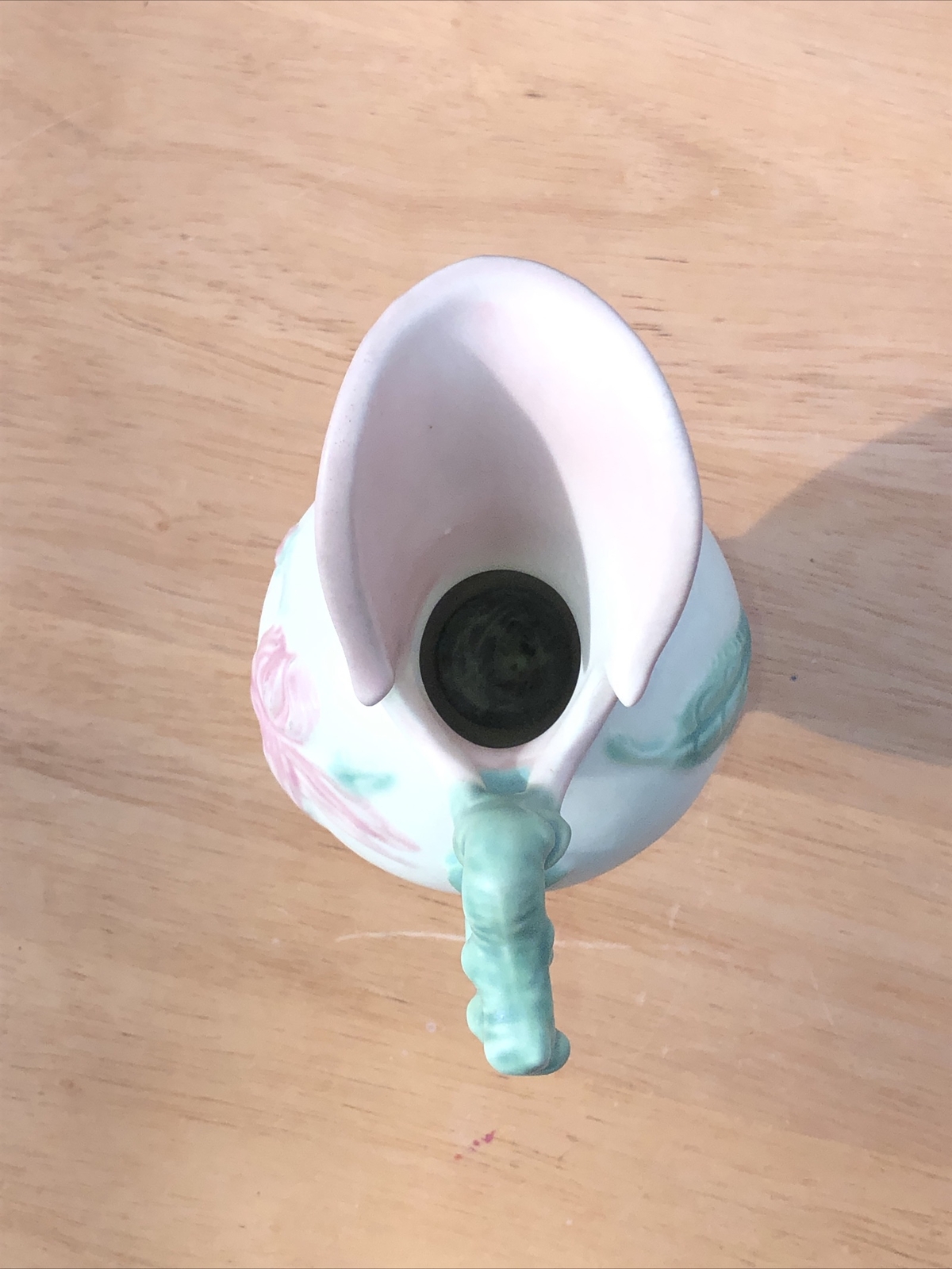 Vintage Hull USA Woodland Pitcher Vase W6 6 1/2 Green, Pink & Yellow ...