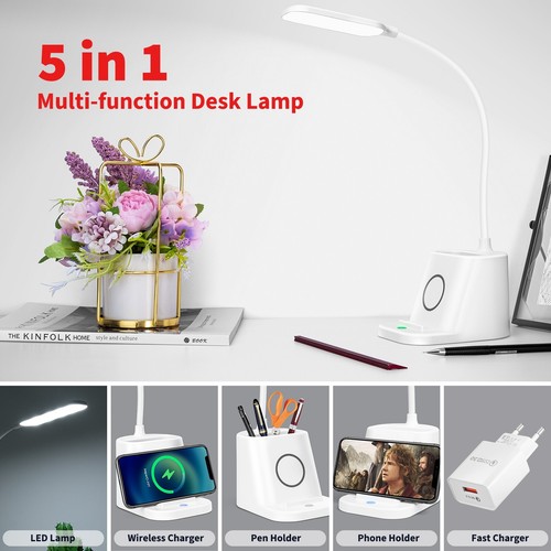 Dimmable LED Desk Light Touch Sensor Table Bedside Reading Lamp USB ...