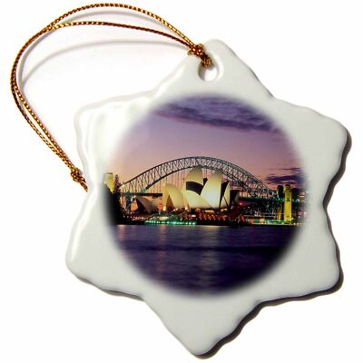 3dRose Sydney, Australia purple and pink sunset 3 inch Snowflake ...