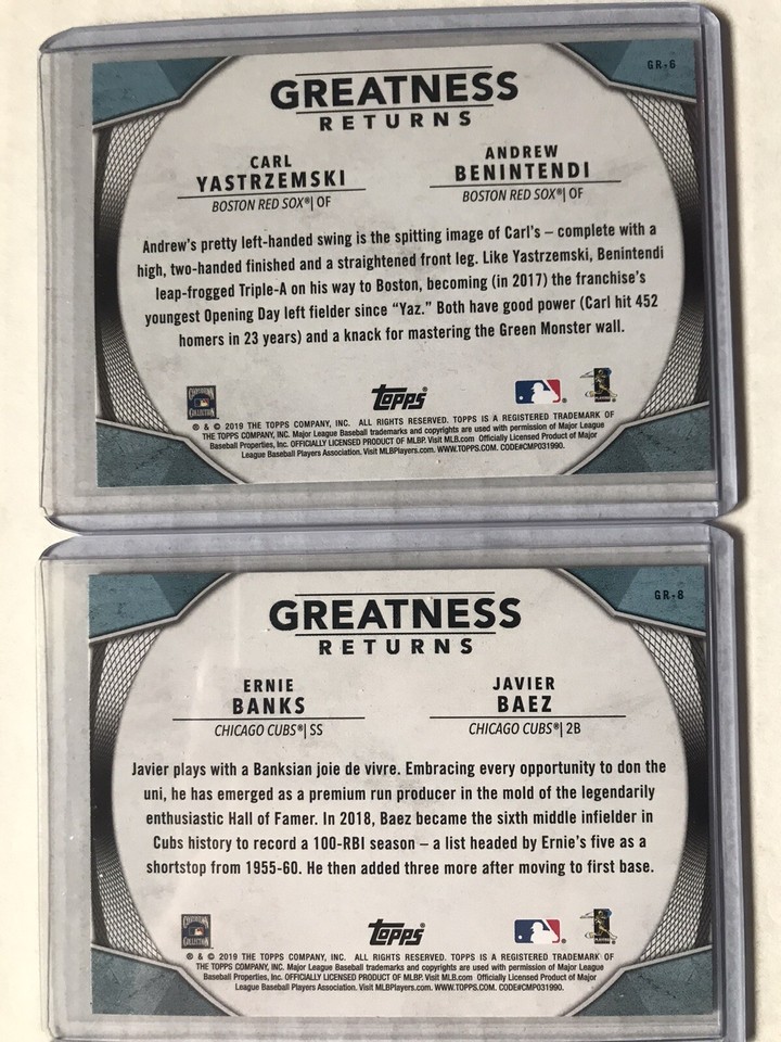 2019 topps greatness returns Lot Of 2 Cards | eBay