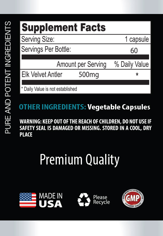 Pure IGF Deer Antler - Elk Velvet Antler 500mg (60 Capsules, 1 Bottle ...