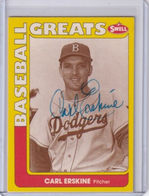 1990 SWELL #27 CARL ERSKINE HAND SIGNED AUTOGRAPH DODGERS 8263 | eBay