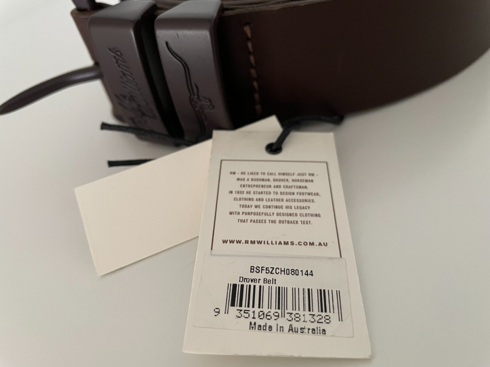 RM Williams DROVER Work BELT - Sz 44" / 112cm Australian Cowhide ...