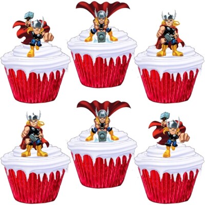 Thor Superhero Avengers Marvel Standup Cup Cake Toppers Edible Party ...