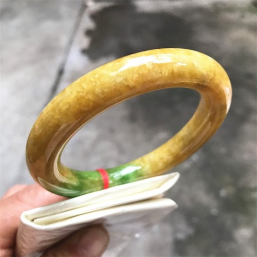 59mm Natural Icy Green Yellow Jadeite Bangle Myanmar Jadeite Jade ...