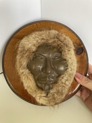Vintage Eskimo Alaska Native Inuit Face with Fur Wall Art Wood Plate 7 ...