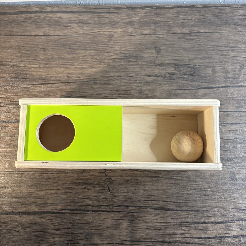 Lovevery Wooden Sliding Top Box Ball Drop Toy 1 Ball Montessori Green ...
