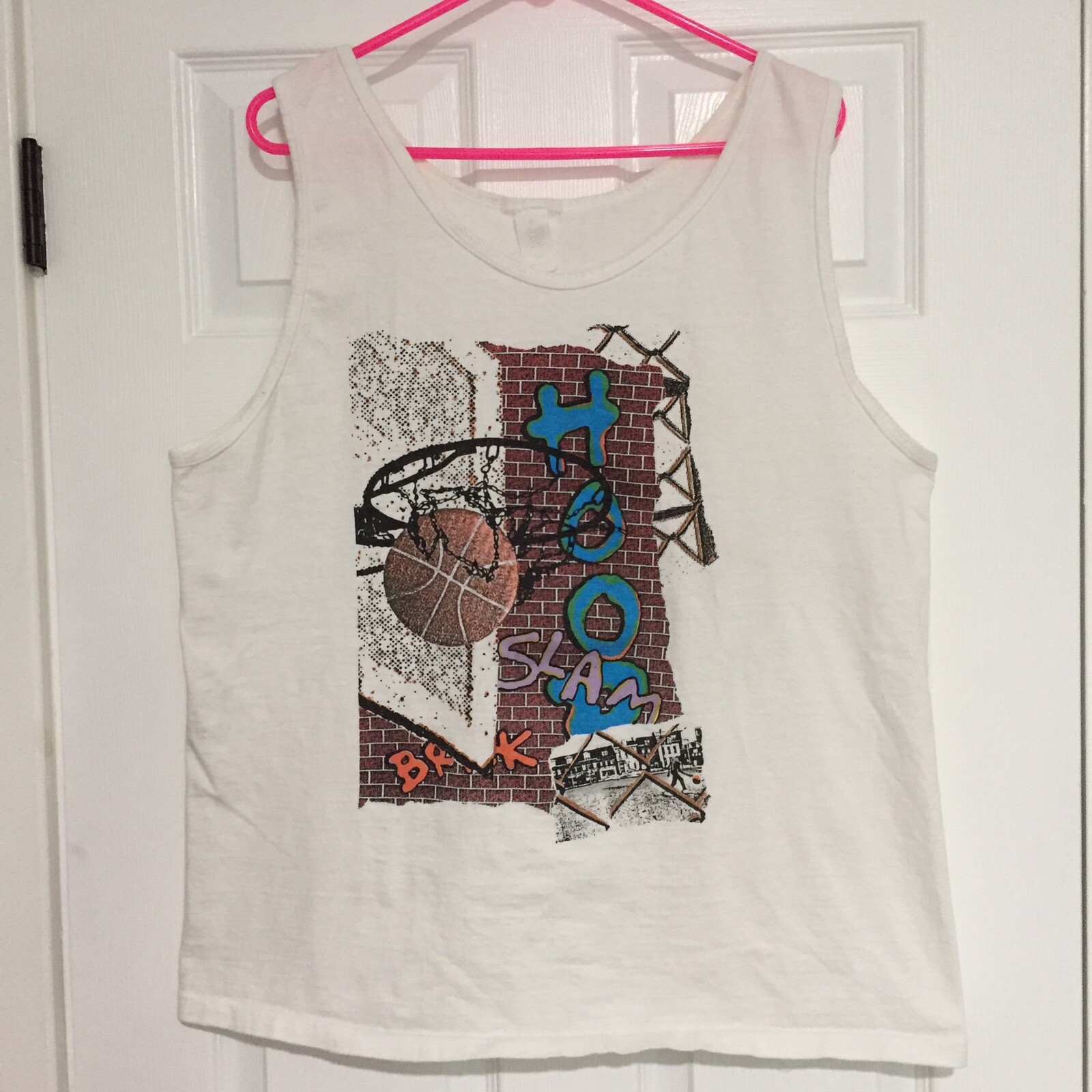 Vintage 90s Basketall Hoops Slam Dunk Tank Top Size XL USA Made Sports ...