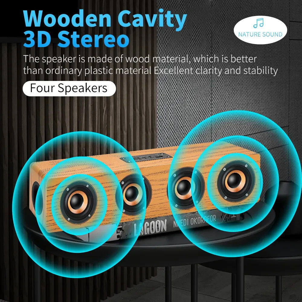 Wireless Wooden Speaker Bluetooth Computer Sound Bar Speaker Soundbar